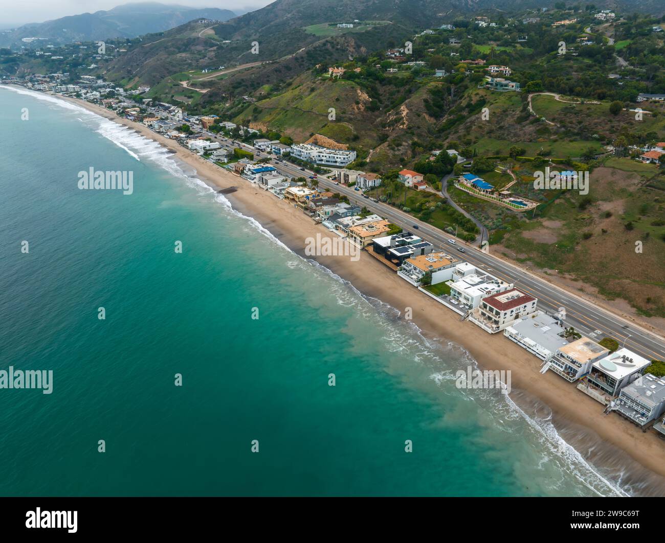 Malibu beach aerial view in California near Los Angeles, USA Stock ...
