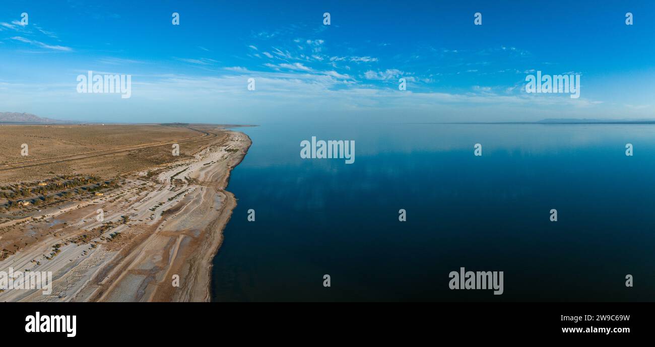 Aerial view over Salton sea in California Stock Photo - Alamy