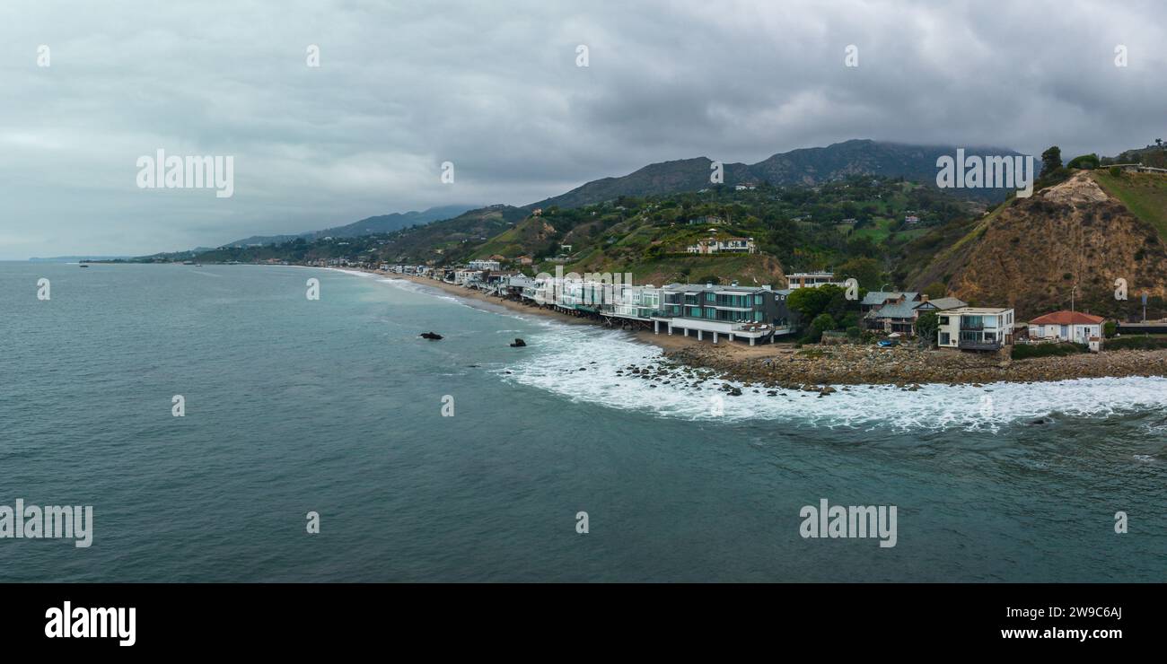 Malibu beach aerial view in California near Los Angeles, USA Stock ...