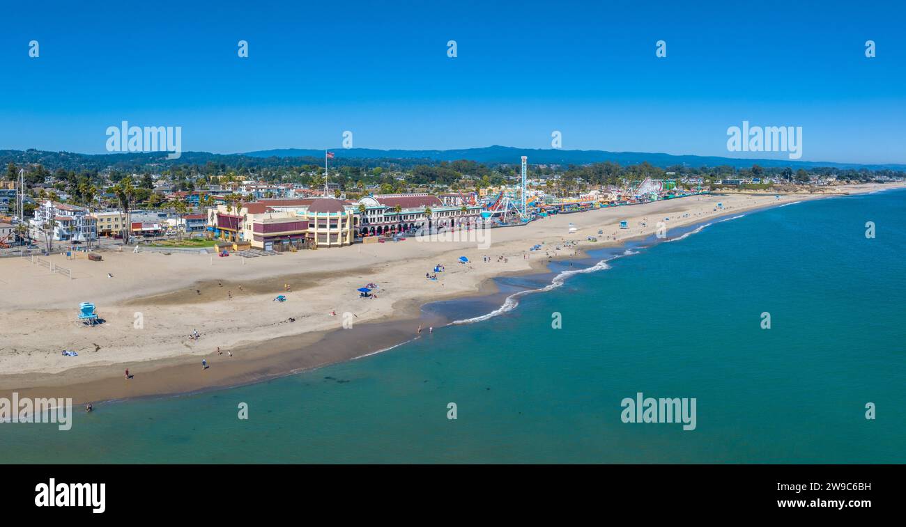 Aerial view of the Santa Cruz beach town in California Stock Photo - Alamy