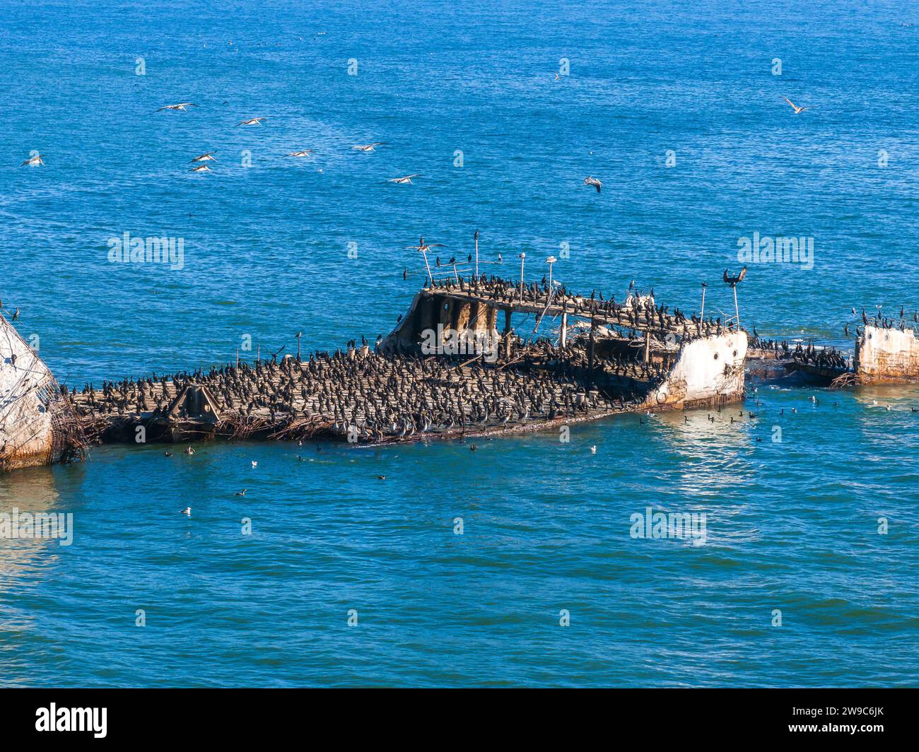Old tanker ship wreck near the coast of California, USA Stock Photo - Alamy