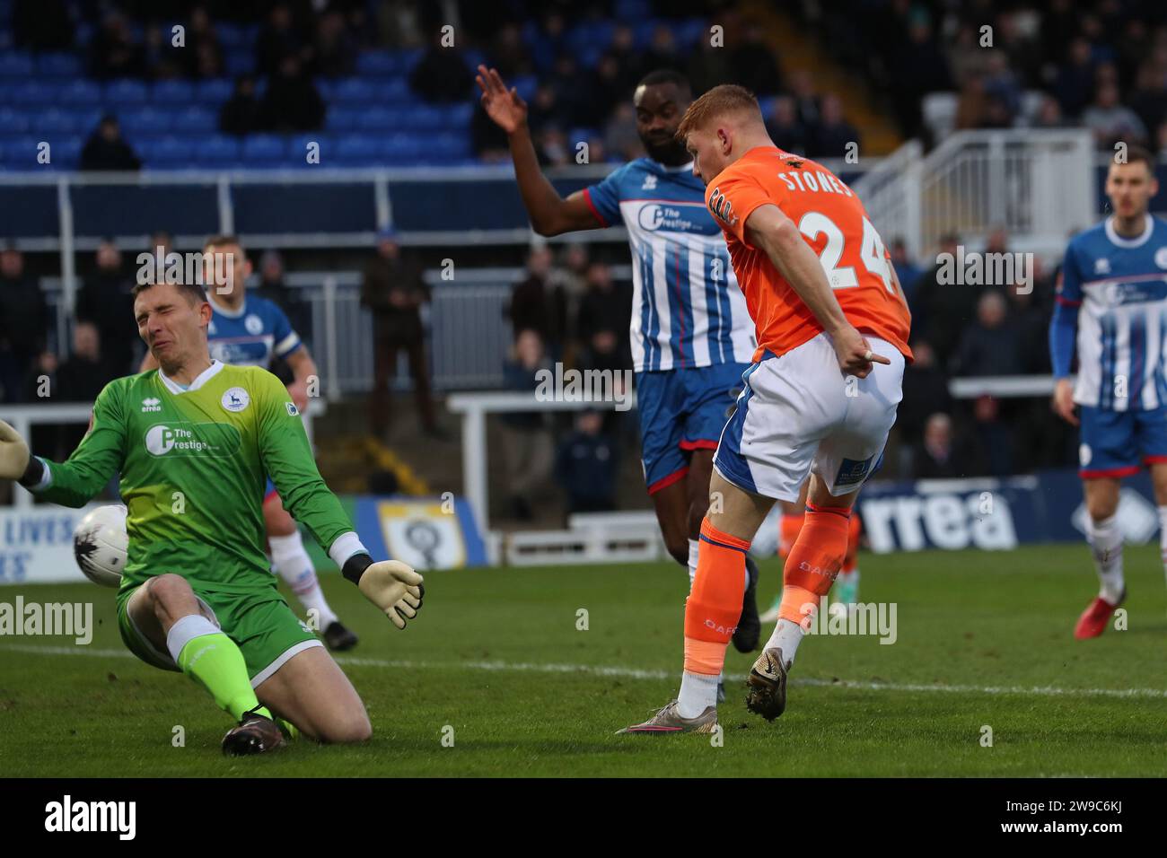 Oldham Athletic's Josh Stones scores their first goal during the ...
