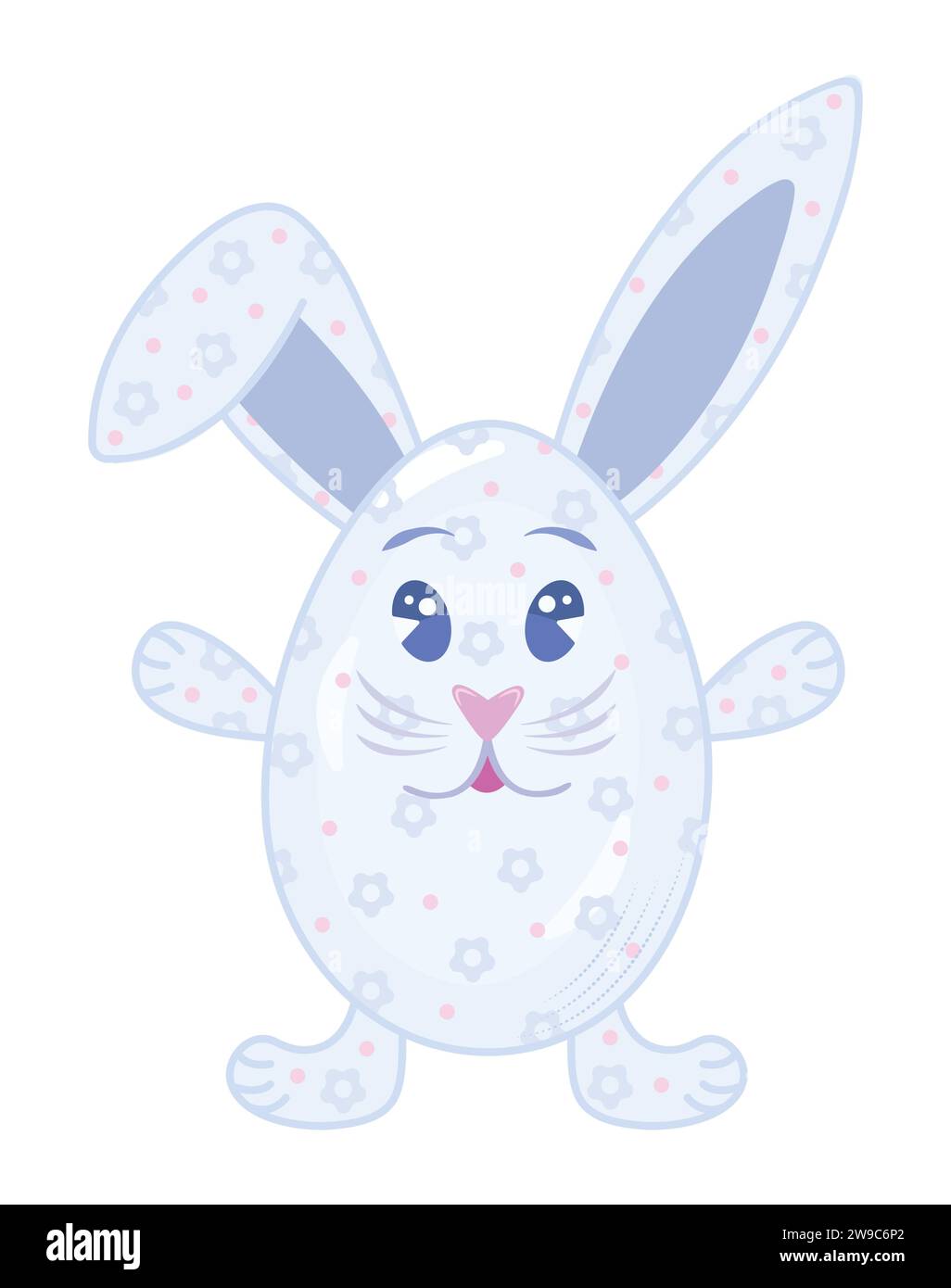 Cute Easter rabbit in the shape of egg, vector color illustration in ...