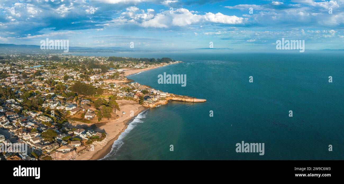 Aerial view of the Capitola beach town lighthouse in California Stock ...