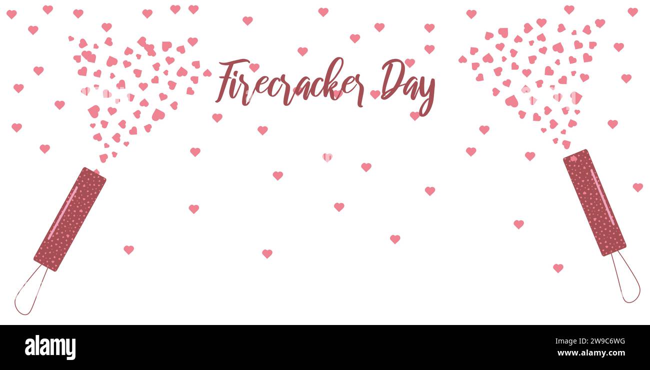 The day of launching firecrackers and fireworks. Pink crackers with ...