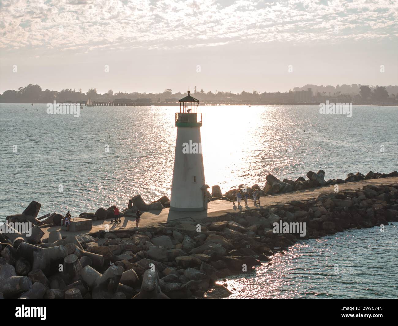 Aerial view of the Capitola beach town lighthouse in California Stock ...