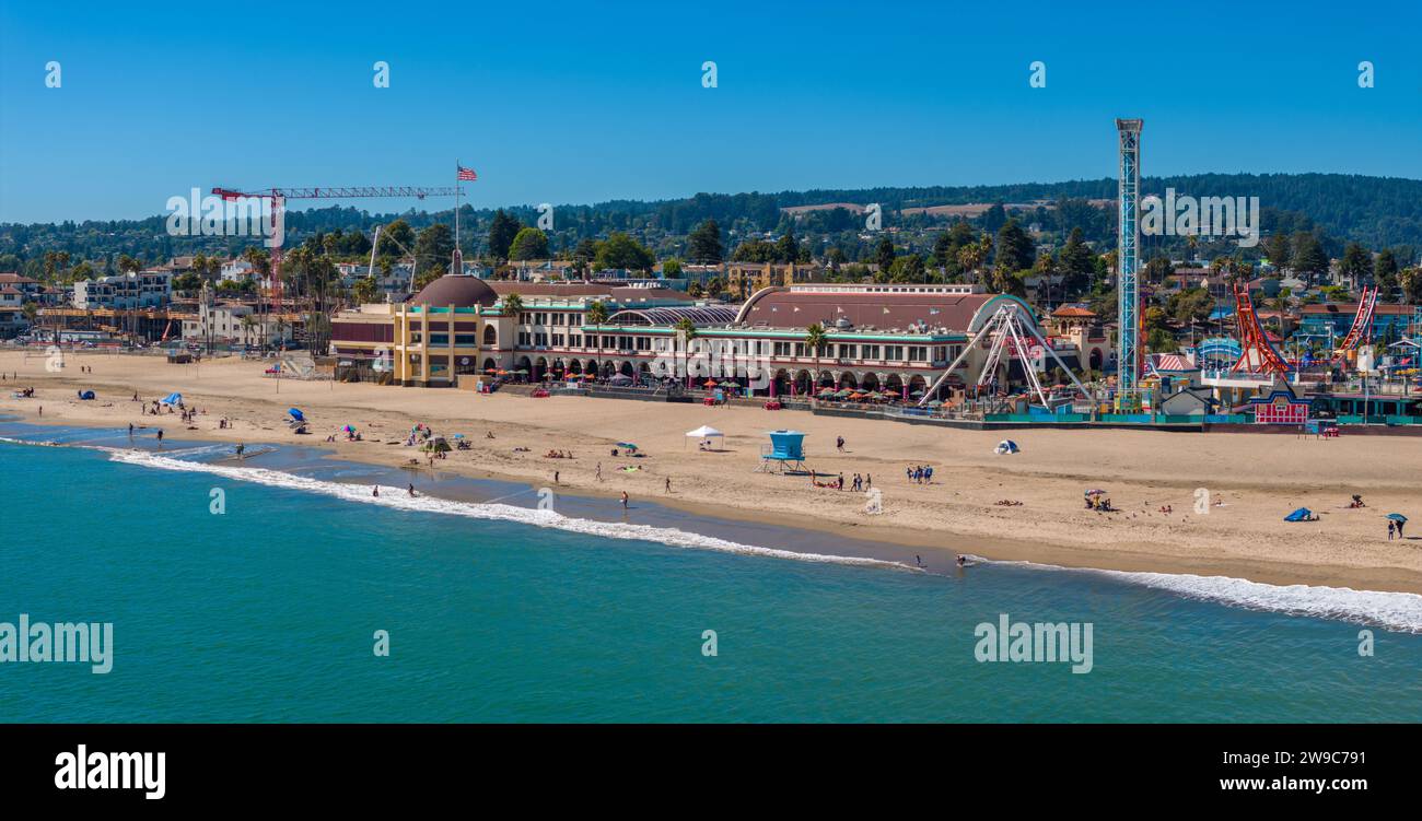 Aerial view of the Santa Cruz beach town in California Stock Photo - Alamy