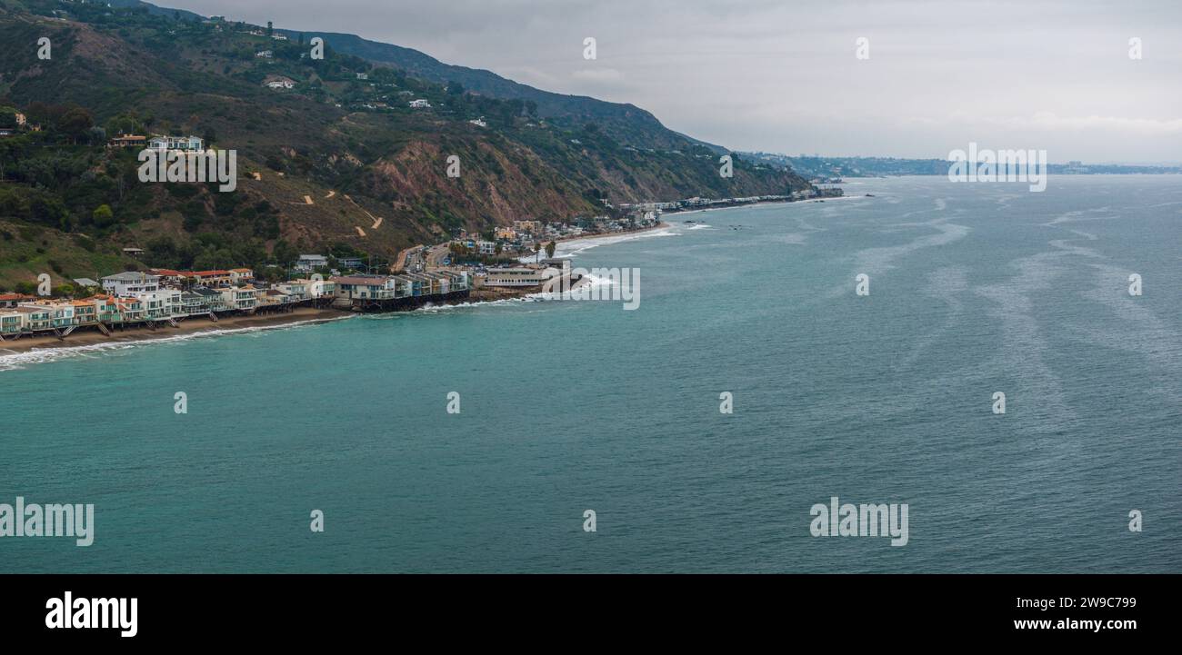 Malibu beach aerial view in California near Los Angeles, USA Stock ...