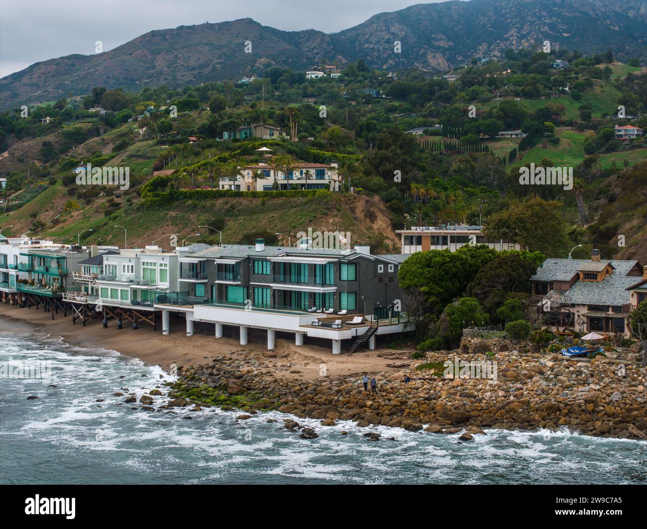Malibu beach aerial view in California near Los Angeles, USA Stock ...