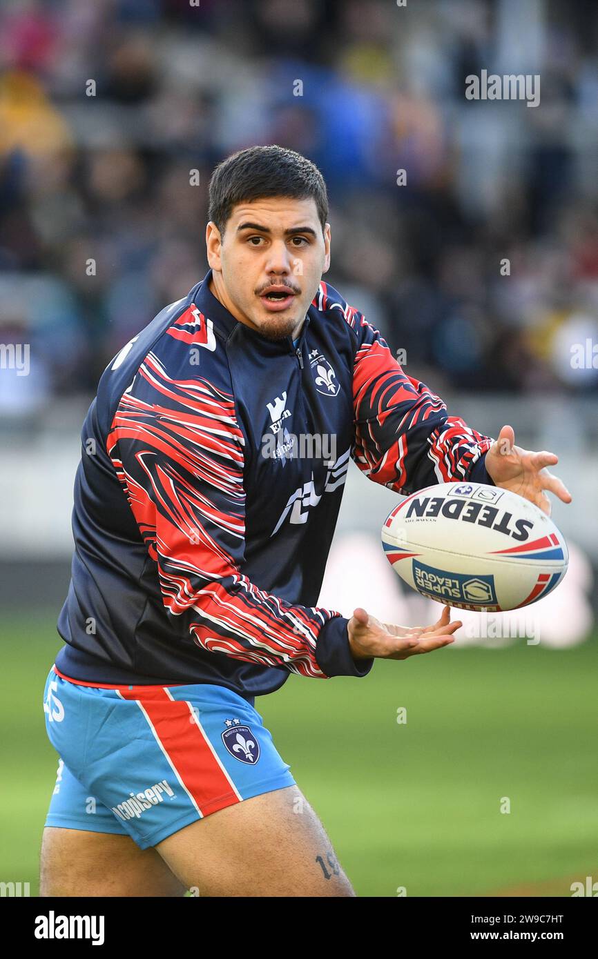 Leeds, England - 26 December 2023 - Wakefield Trinity's Caleb Uele ...