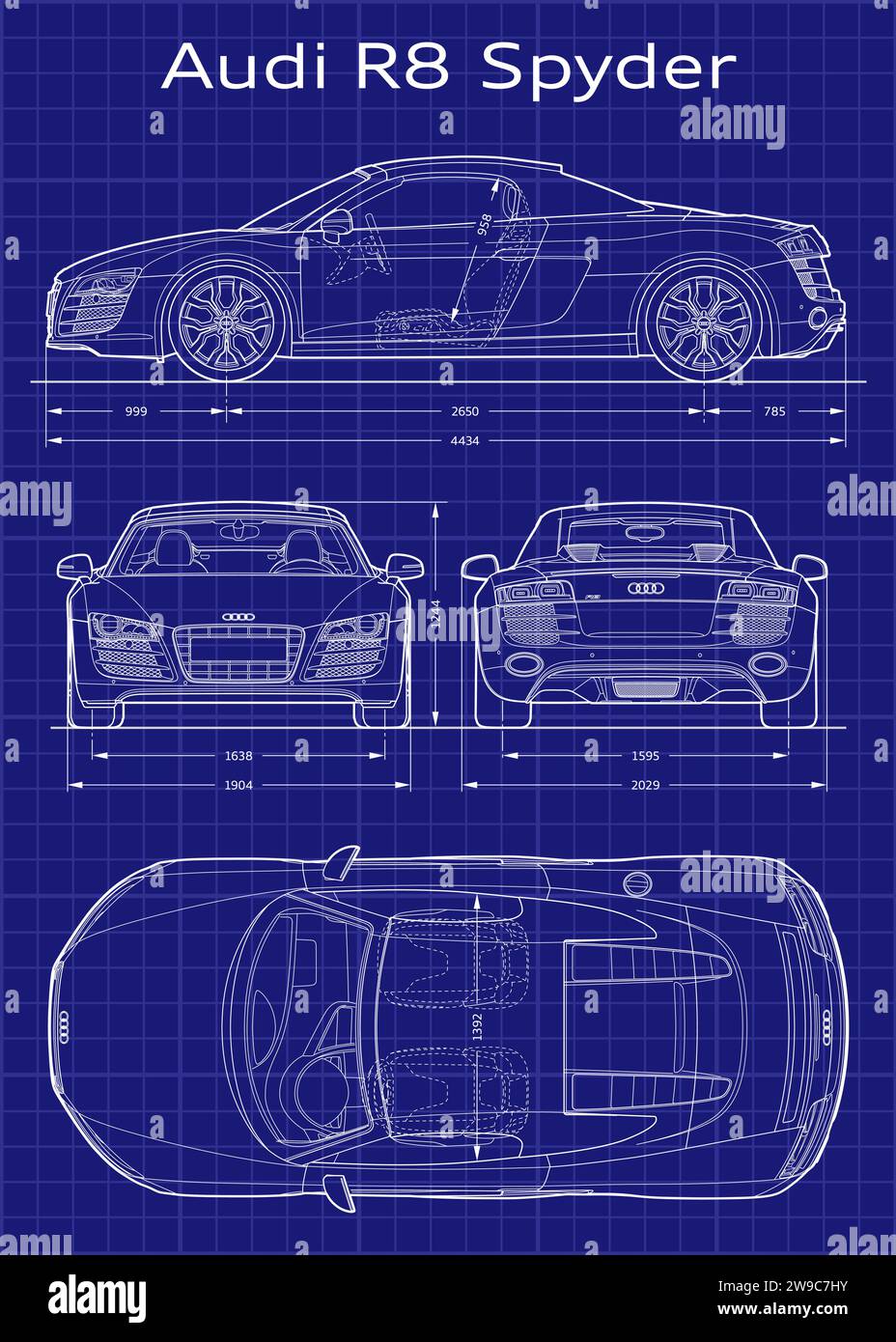 Audi R8 Spider 2009 Car Blueprint Stock Vector Image & Art - Alamy