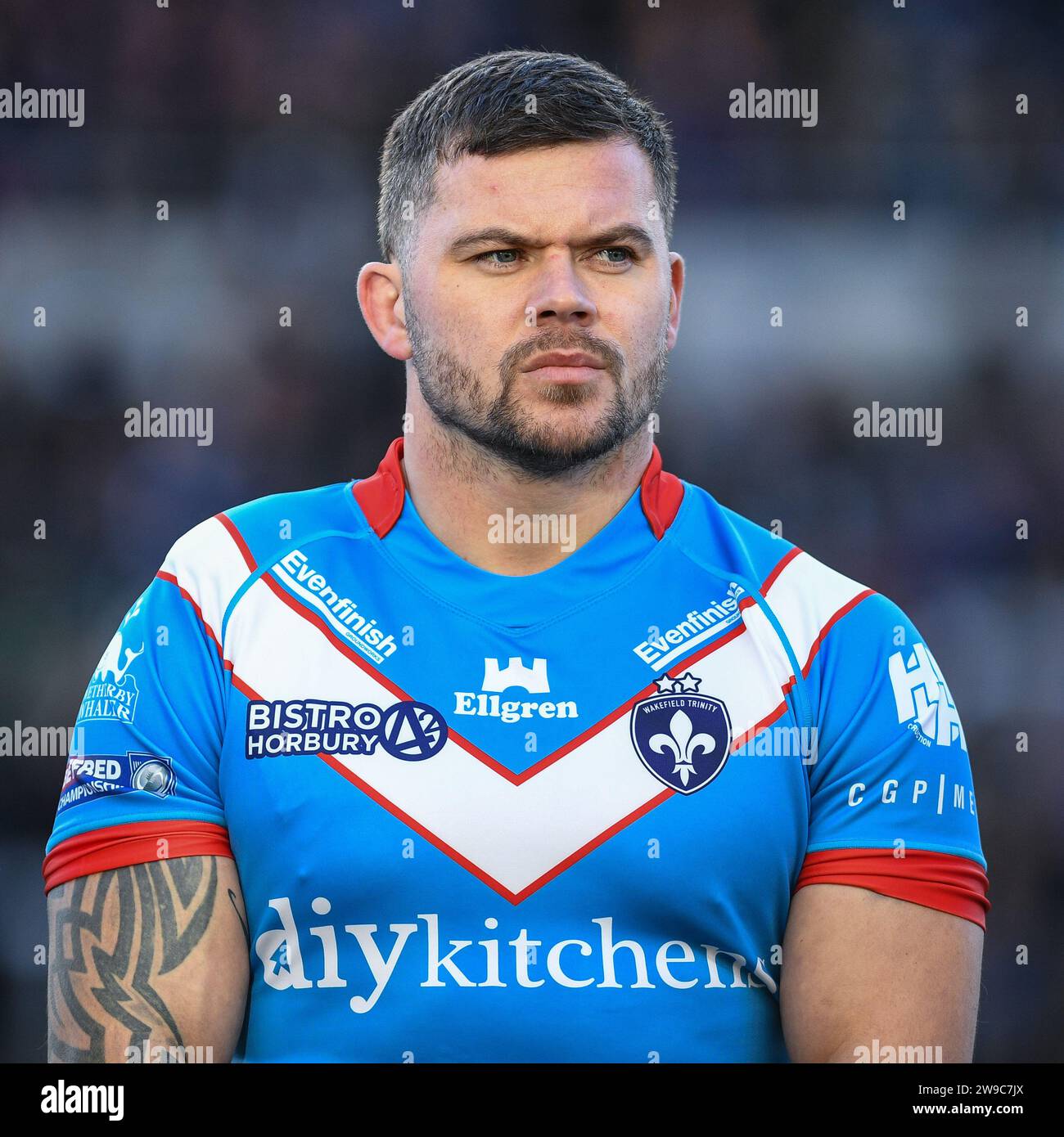 Leeds, England - 26 December 2023 - Wakefield Trinity's Liam Hood ...