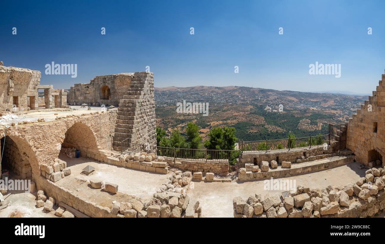Ajlun city and castle, north of Amman, Jordan, Middle East Stock Photo ...