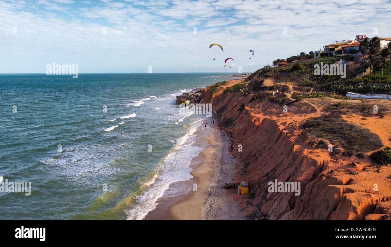 The clay cliff of Canoa Quebrada. Incredible Brazilian beach Stock ...