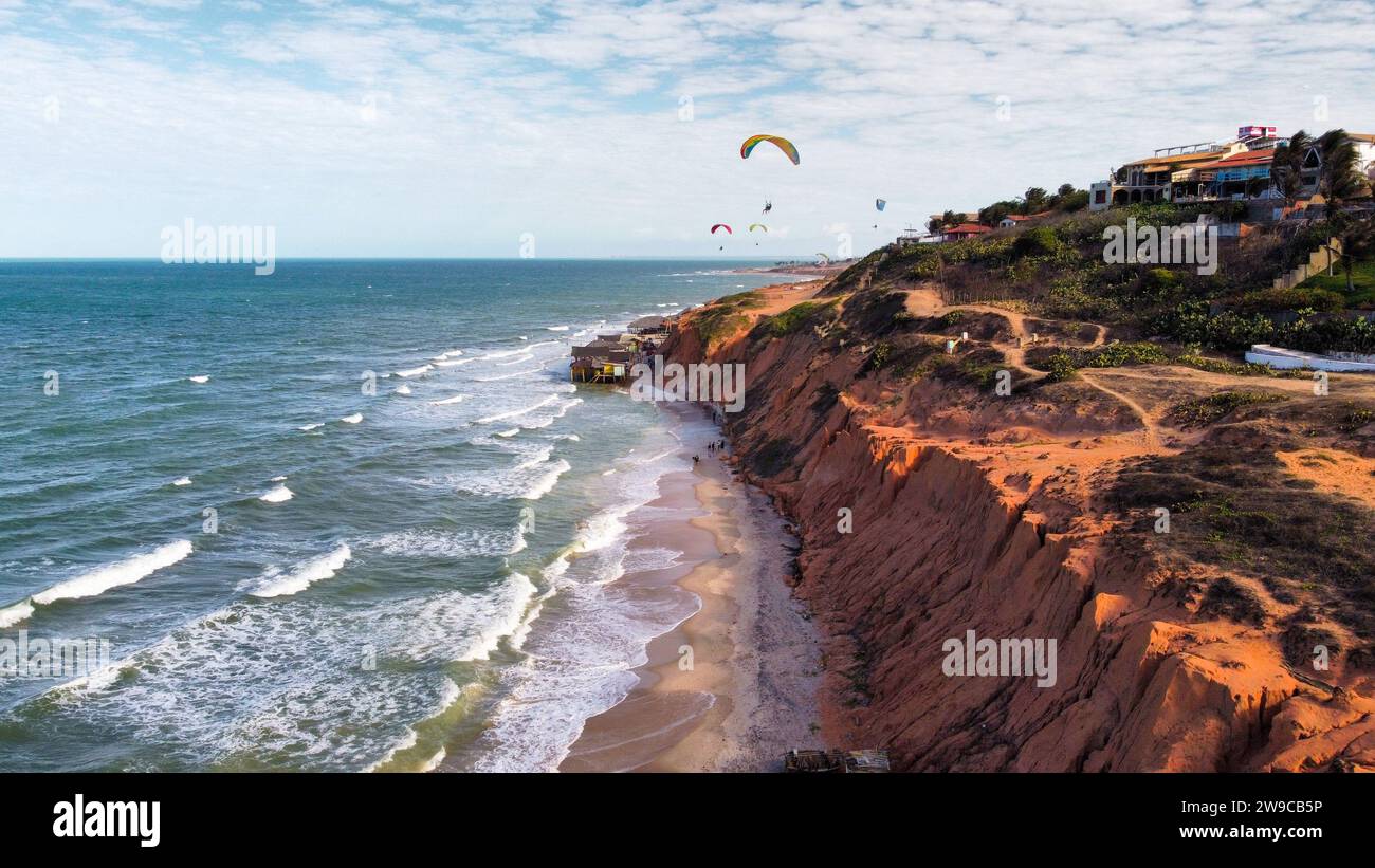 The clay cliff of Canoa Quebrada. Incredible Brazilian beach Stock ...