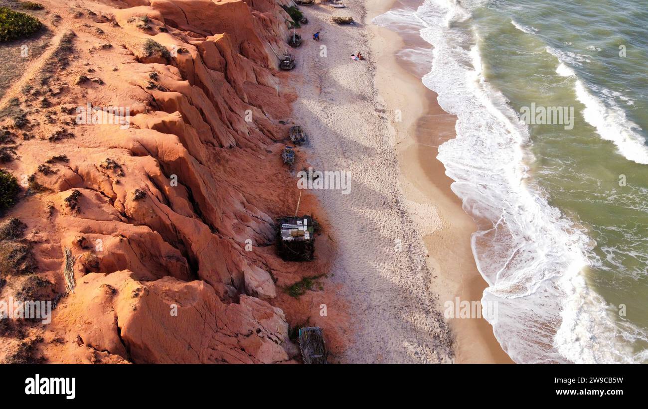 The clay cliff of Canoa Quebrada. Incredible Brazilian beach Stock ...