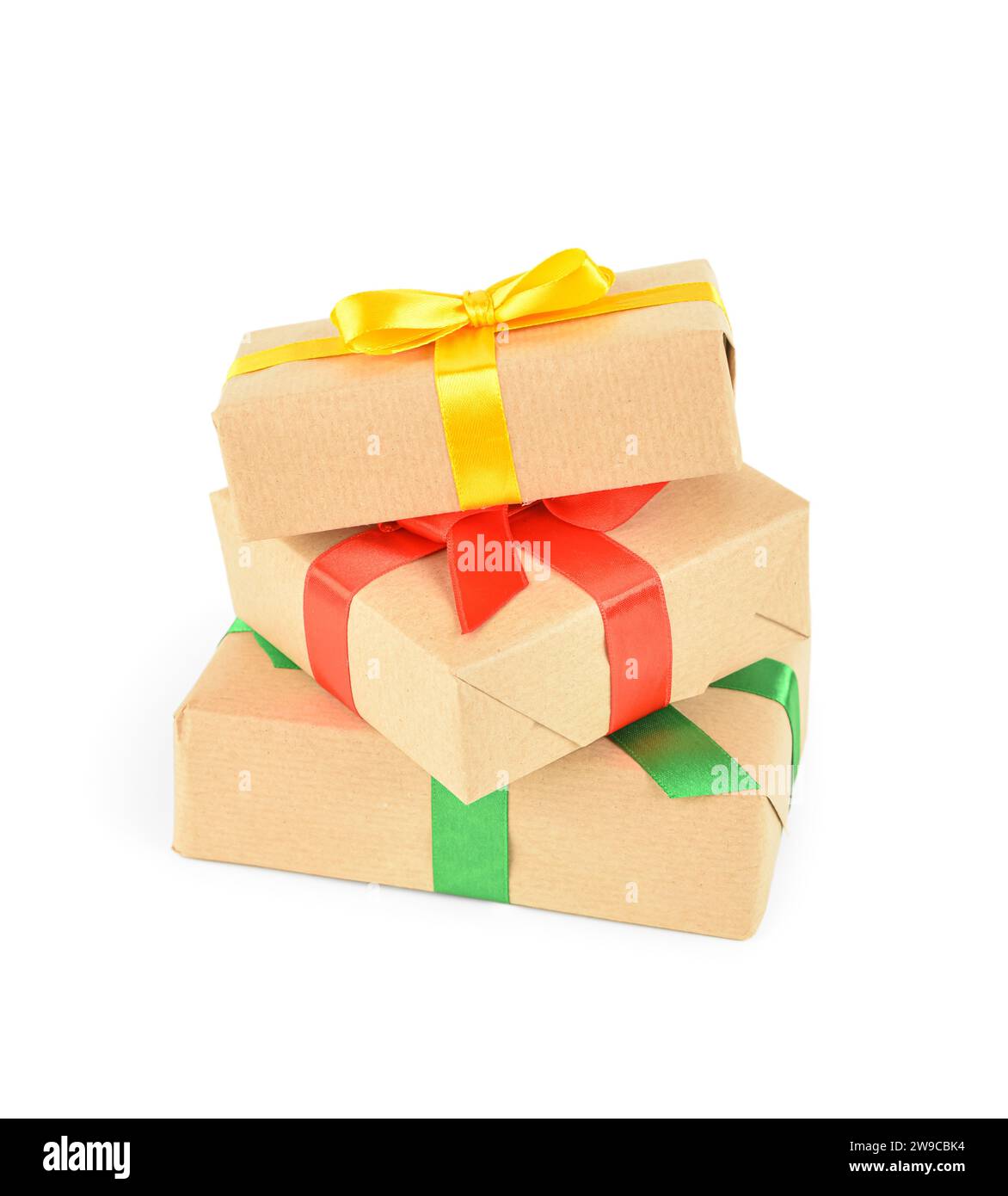 Different Christmas gift boxes on white background Stock Photo - Alamy