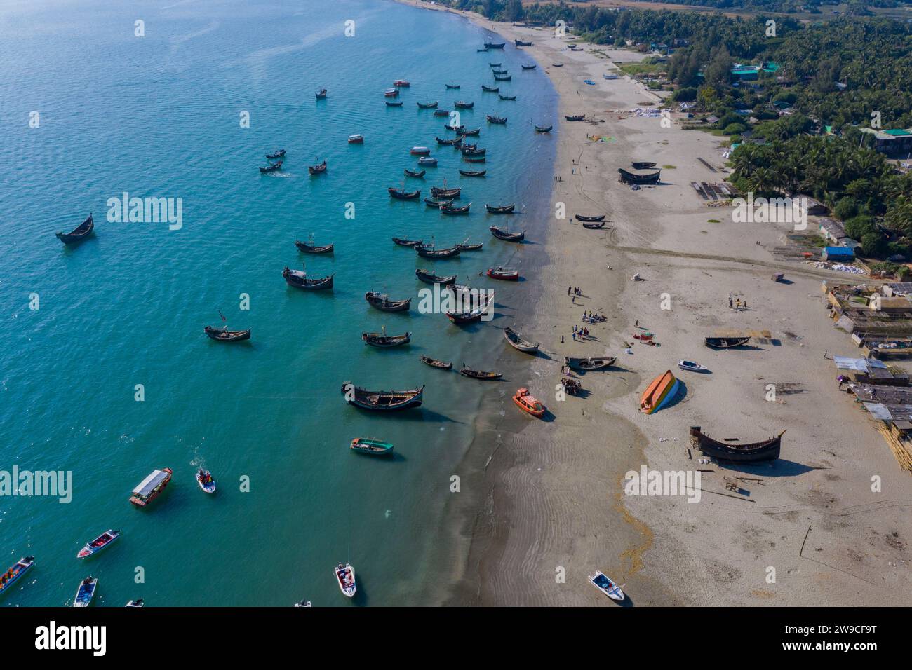 Aerial view of the Saint Martin's Island, locally known as Narikel ...