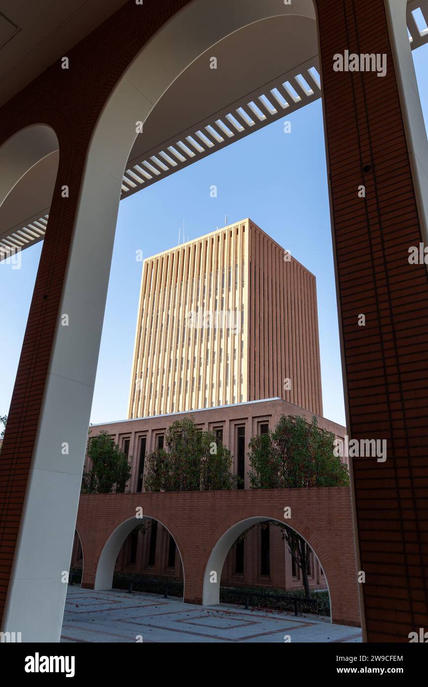 Los Angeles, CA - December 25 2023: Building at USC viewed through an ...