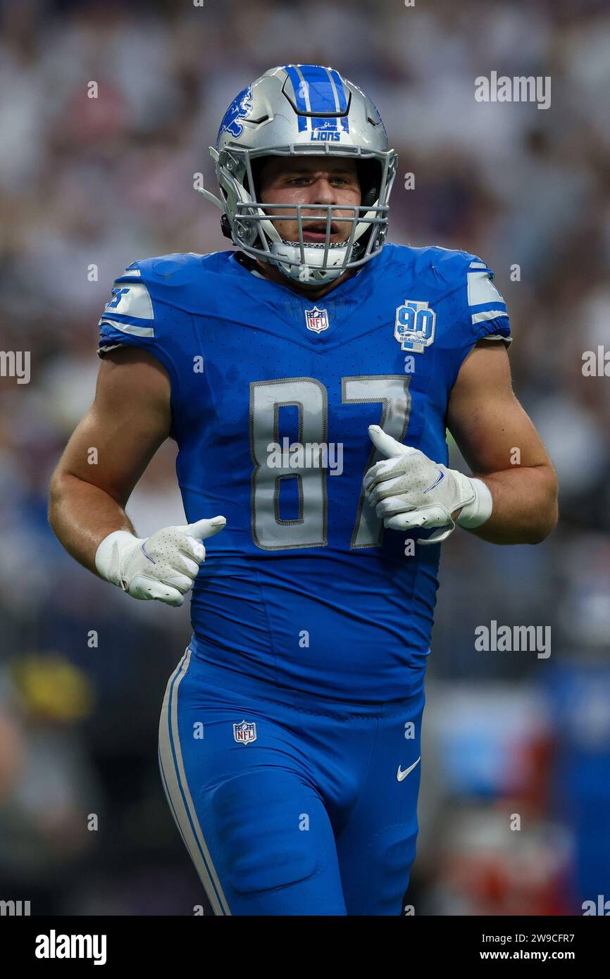 Detroit Lions tight end Sam LaPorta (87) in action during the first ...