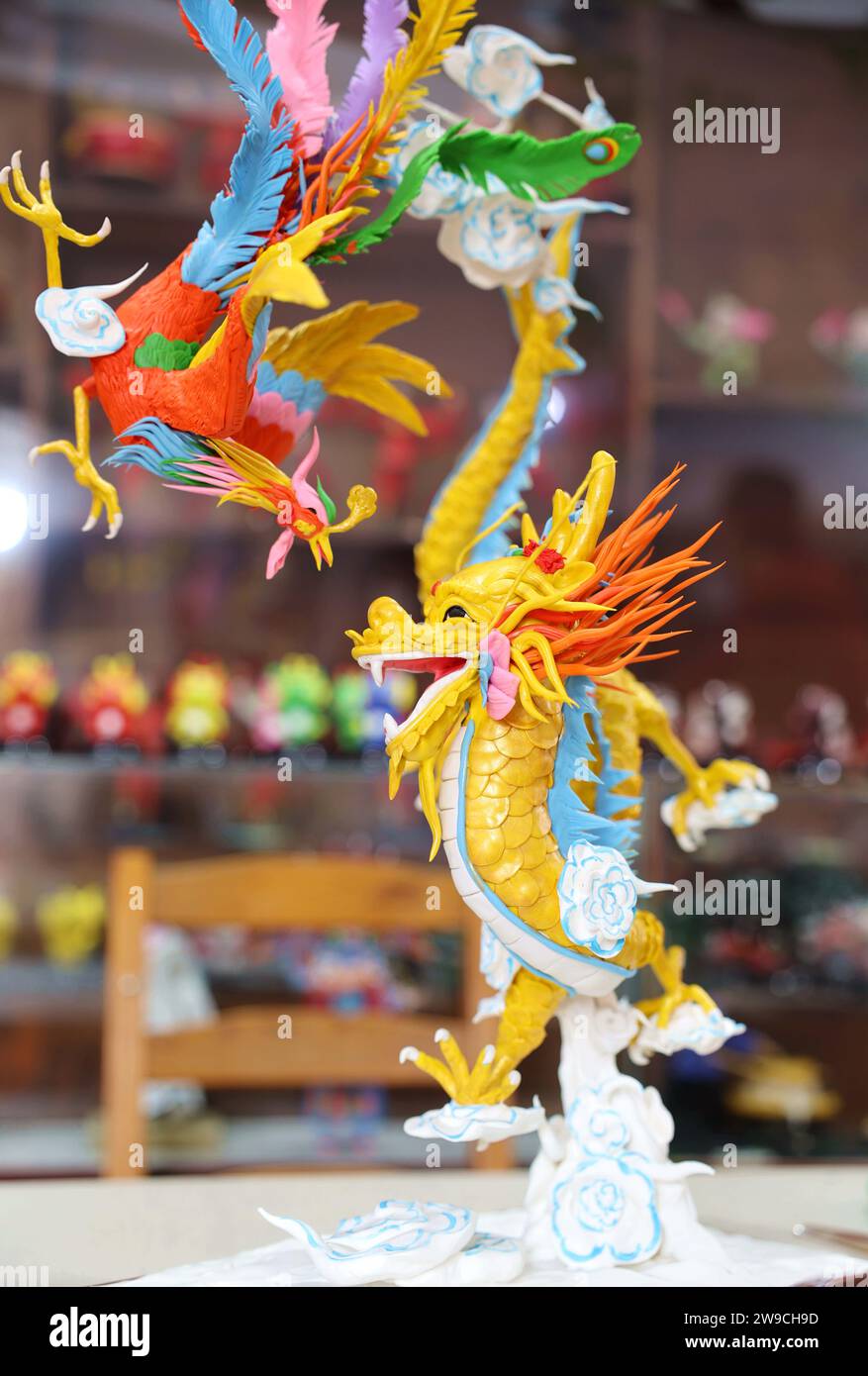 LINYI, CHINA - DECEMBER 26, 2023 - Dough sculpture artist Zuo Ansheng ...