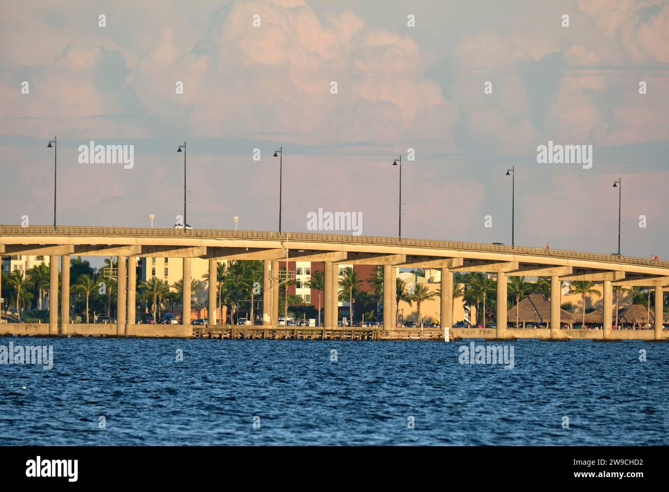 Barron Collier Bridge and Gilchrist Bridge in Florida with moving ...