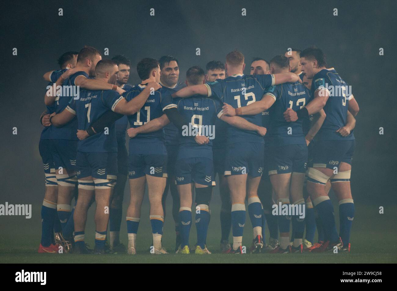 Limerick, Ireland. 27th Dec, 2023. The Leinster players in a huddle ...