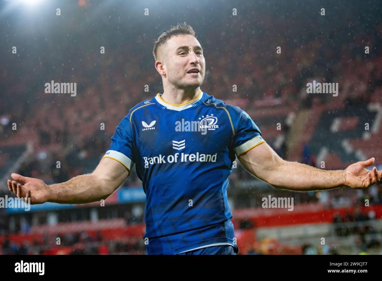 Limerick, Ireland. 27th Dec, 2023. Jordan Larmour of Leinster thanks to ...