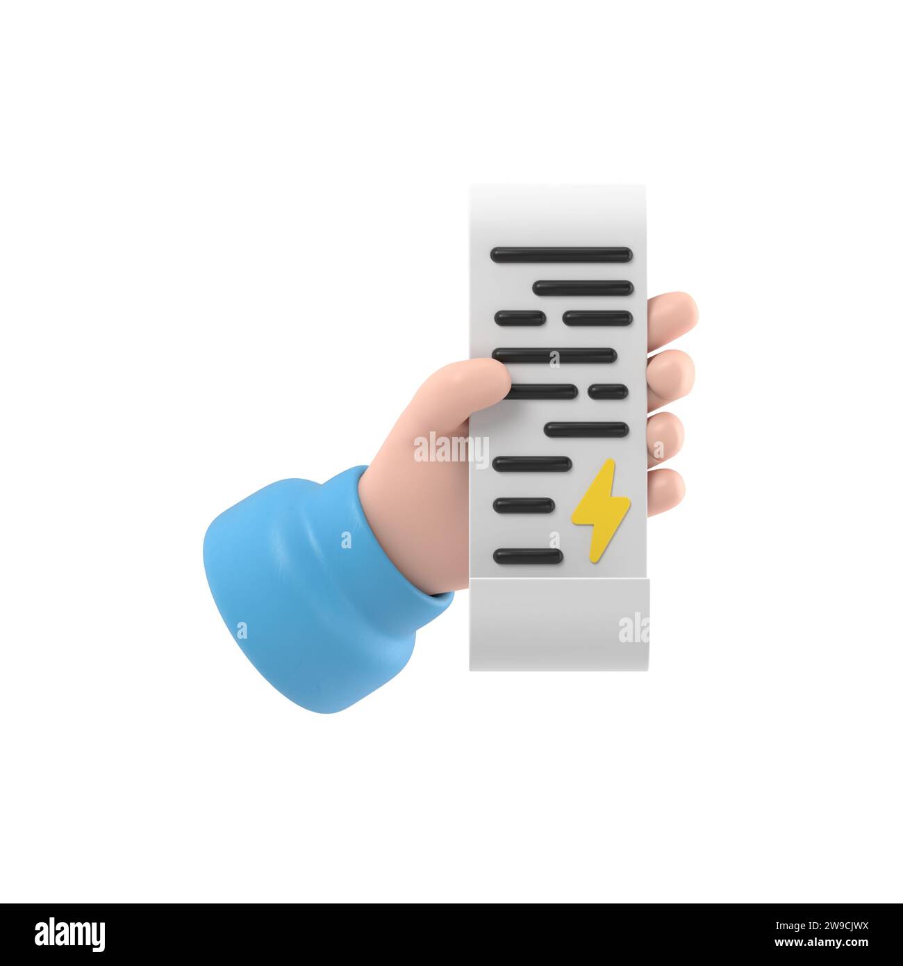 3d female hand holds payment energy bill paper invoice icon design ...