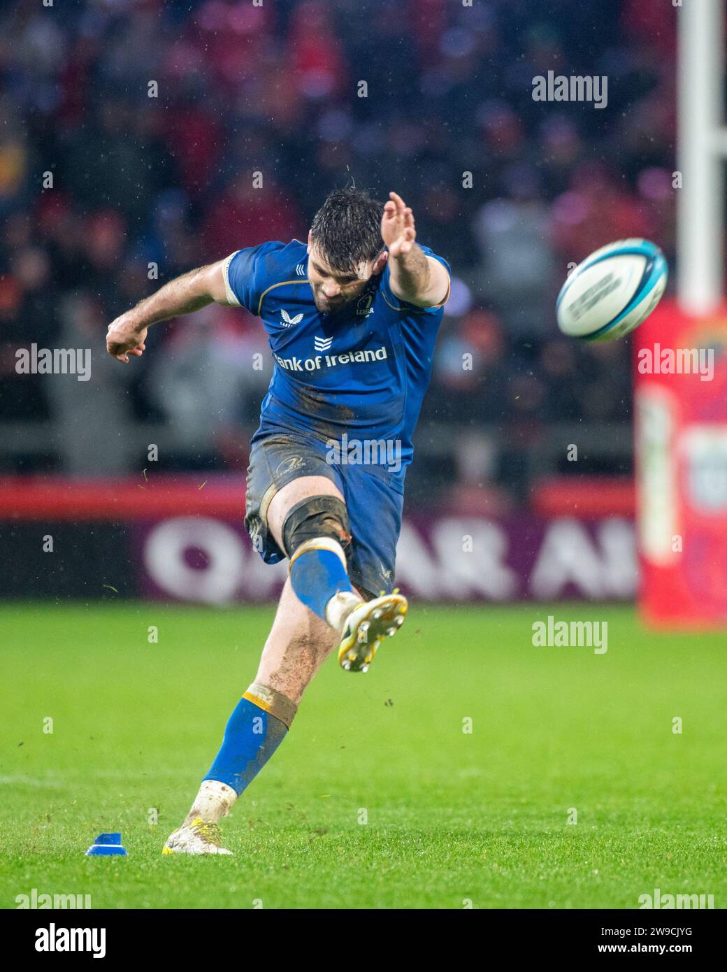 Limerick, Ireland. 27th Dec, 2023. Joe McCarthy of Leinster takes a ...