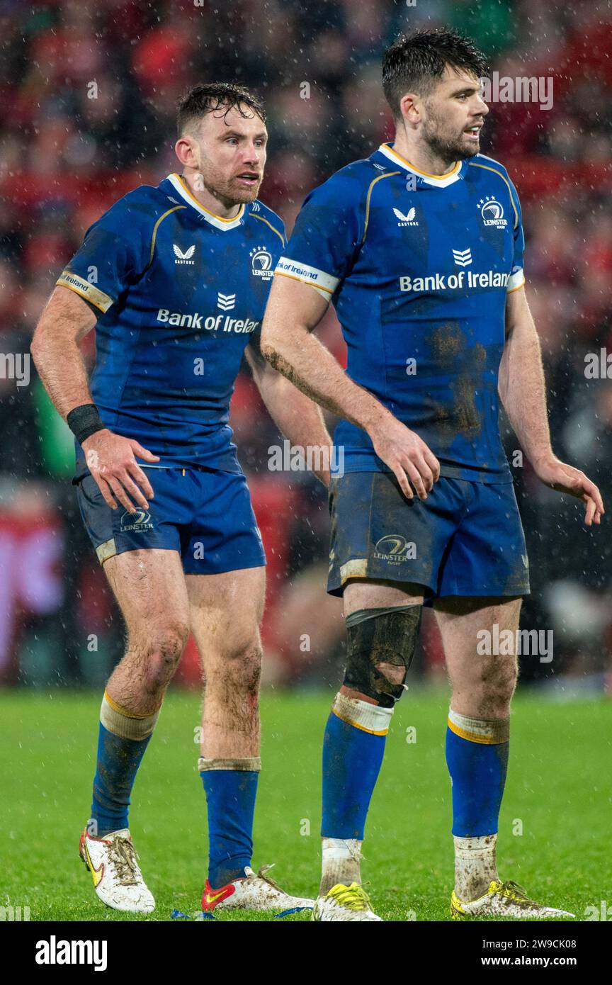 Limerick, Ireland. 27th Dec, 2023. Hugo Keenan of Leinster and Harry ...