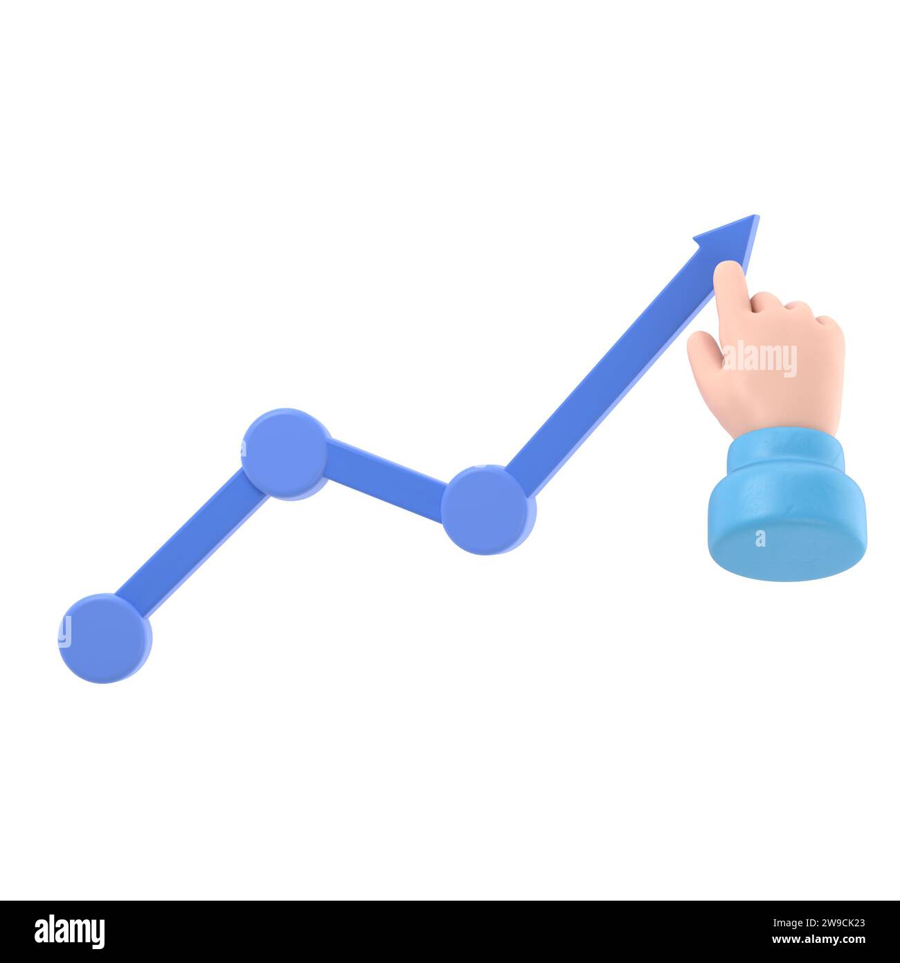 Increase sales. Diagram up. Businessman raises hand financial chart. 3d ...