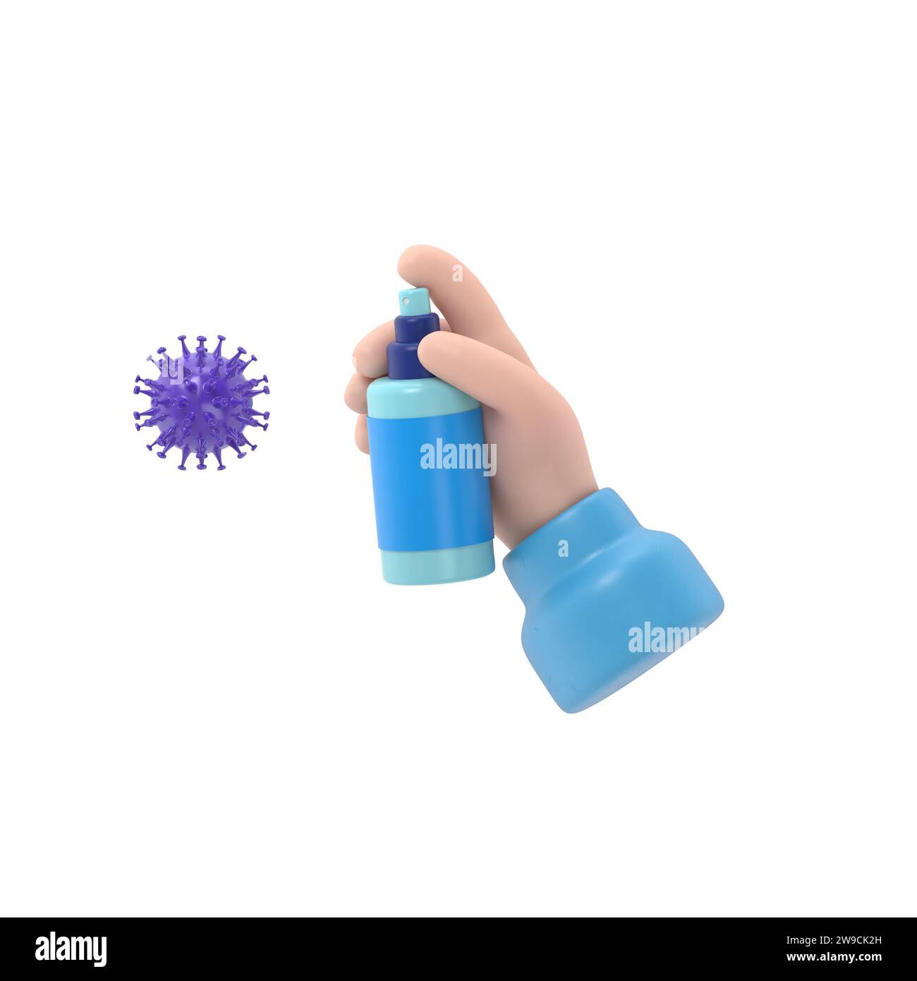 Man in gloves holds bottle of antiseptic spray. Antibacterial flask ...