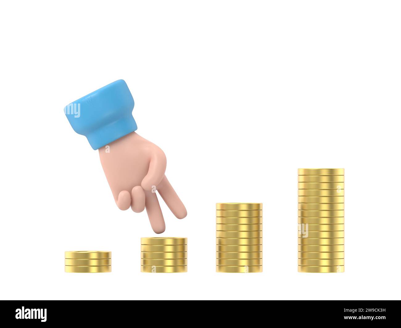 Money staircase concept. Businessman walk fingers over the stock of ...