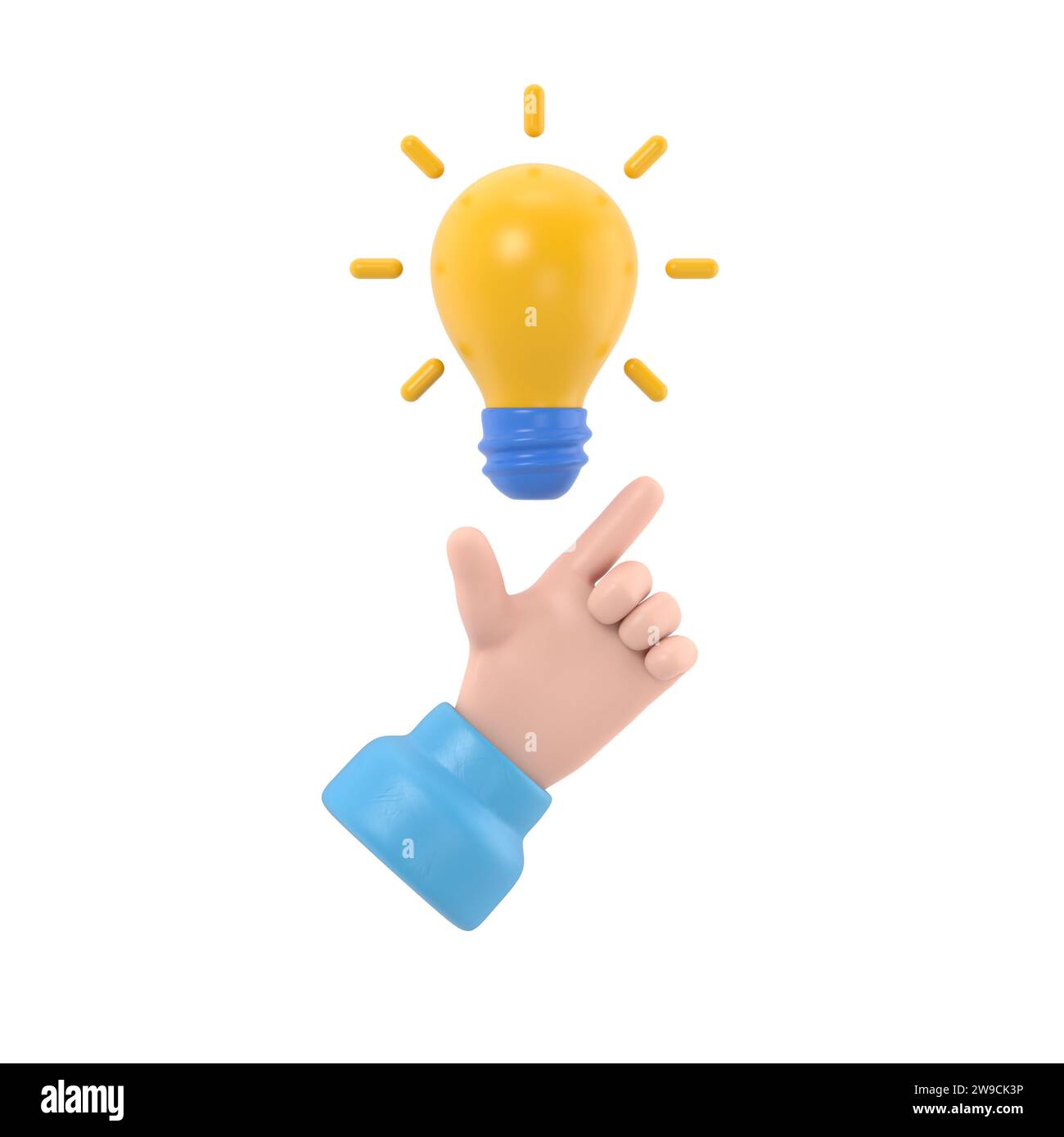 Pointing finger up on bulb as a symbol big idea. Having new creative ...