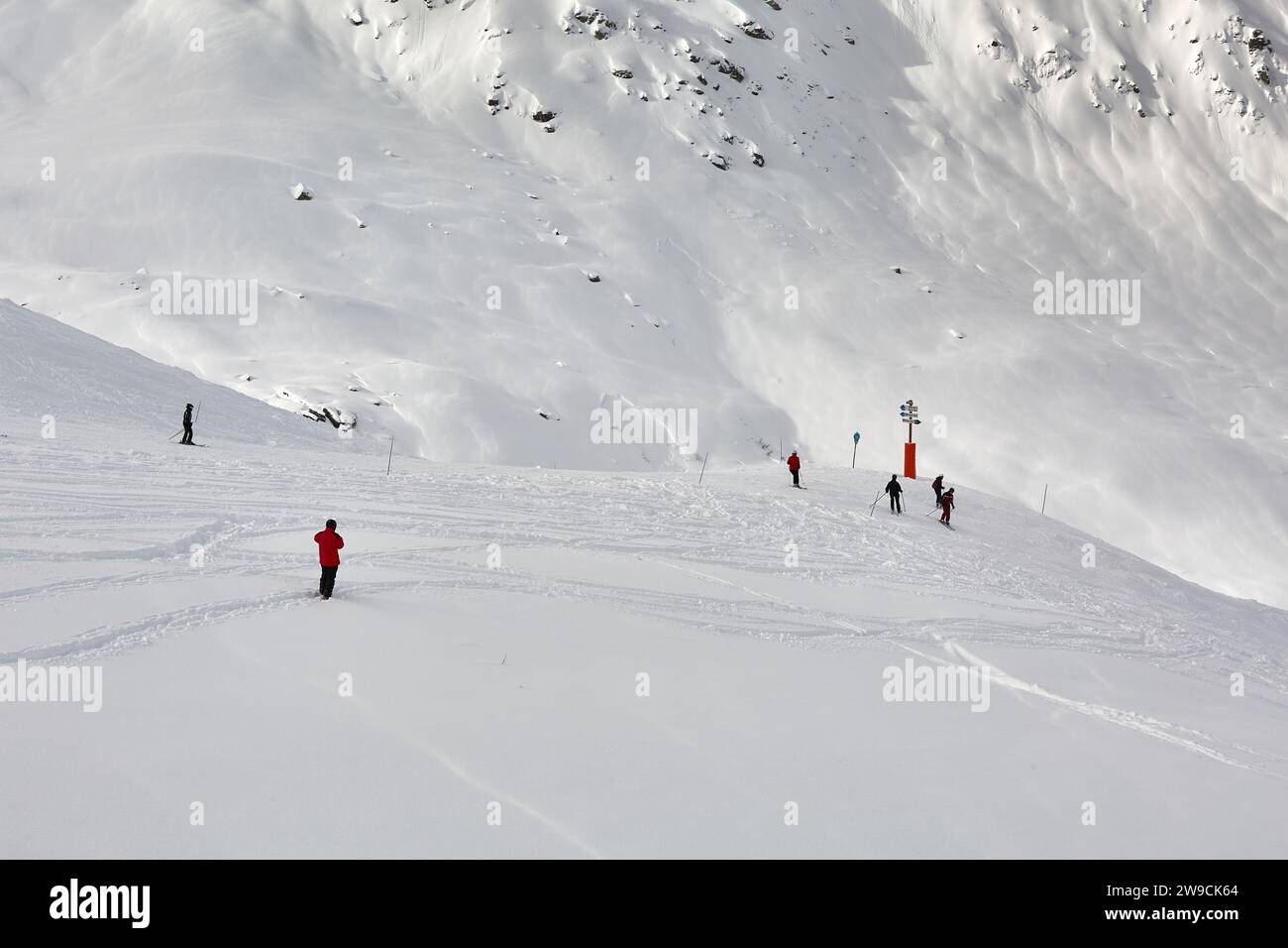 Skiing slopes in the Alps Stock Photo - Alamy