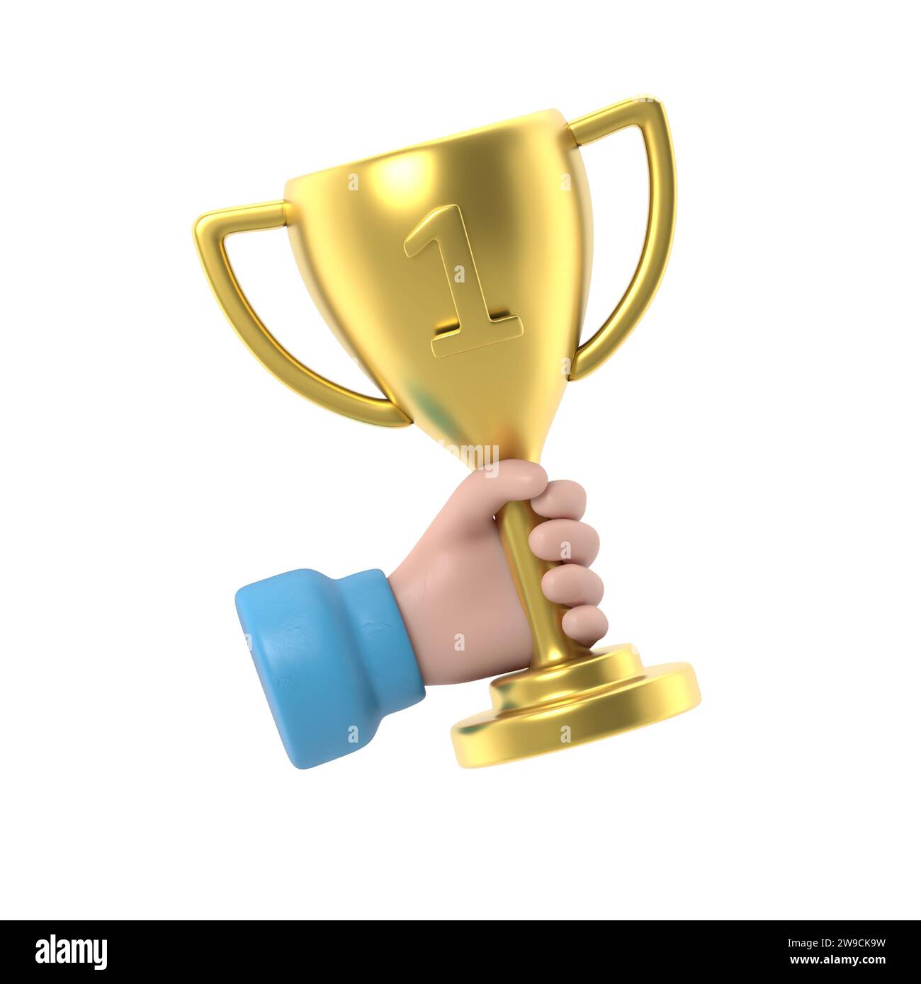 Stars awards hold in hand winner. Golden trophy. 3d illustration flat ...