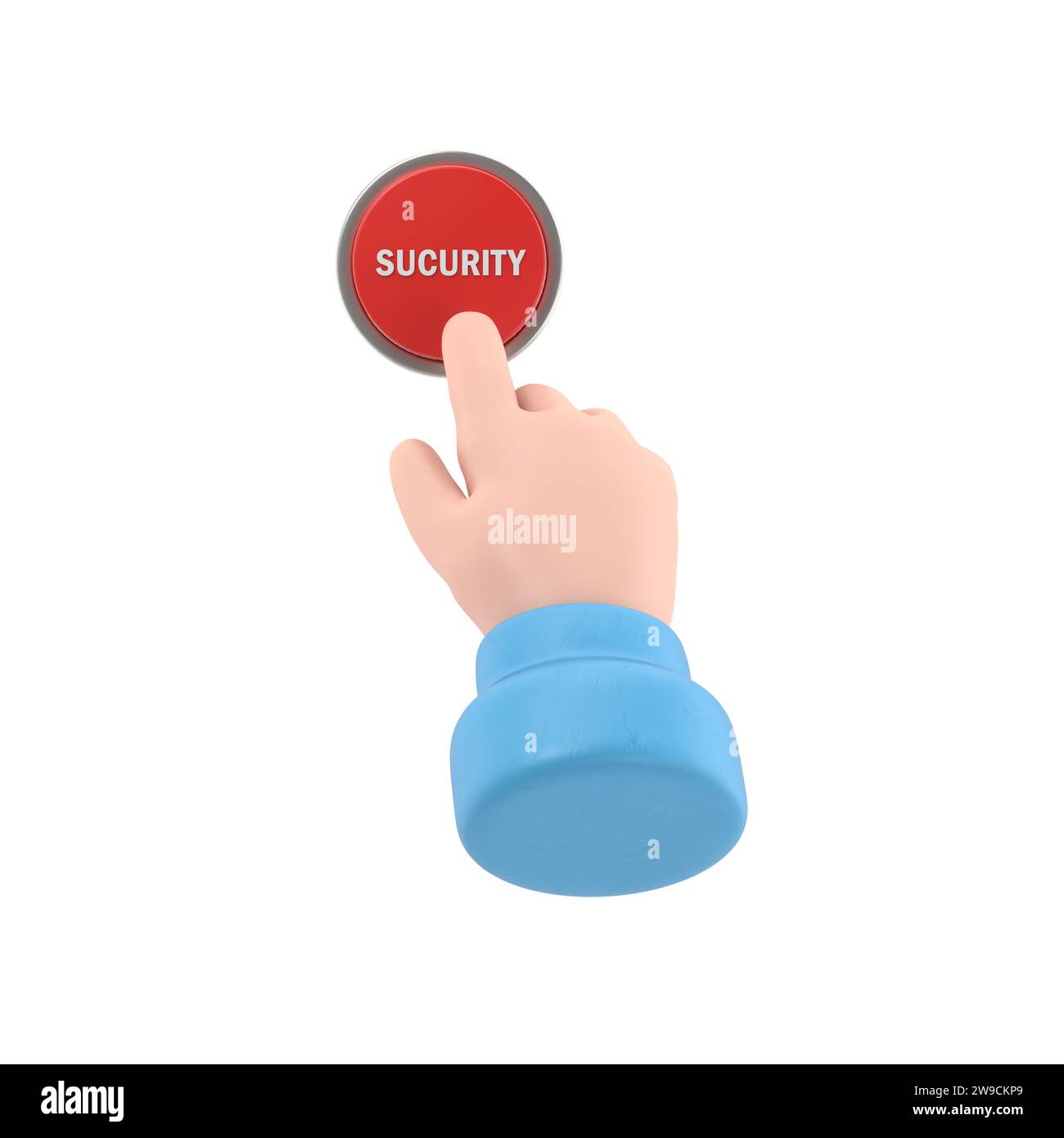 Security button. Hand pressing red button. Push finger. 3d illustration ...