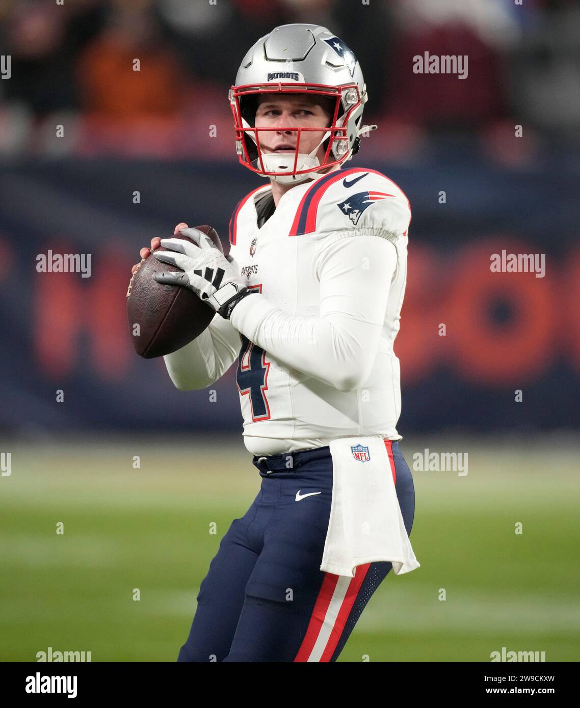 New England Patriots quarterback Bailey Zappe (4) in the first half of ...