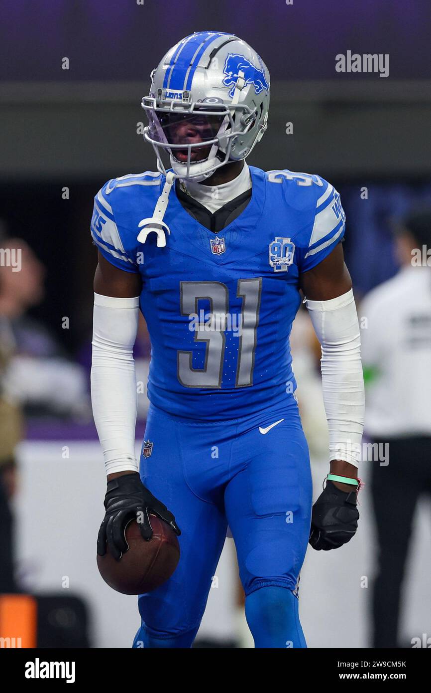 Detroit Lions safety Kerby Joseph (31) reacts after scoring a touchdown ...