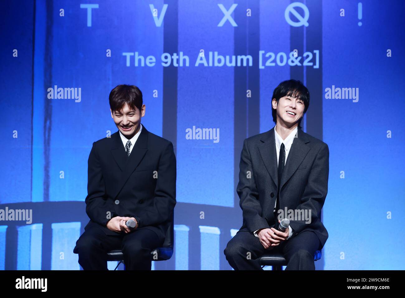 27th Dec, 2023. S. Korean duo TVXQ! South Korean duo TVXQ! smiles ...