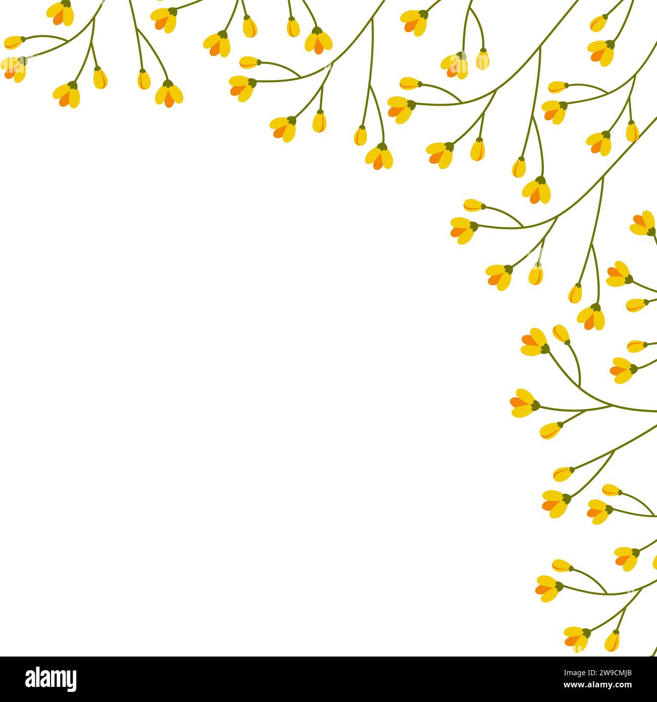 Floral branches corner design with copy space. Concept for springtime ...