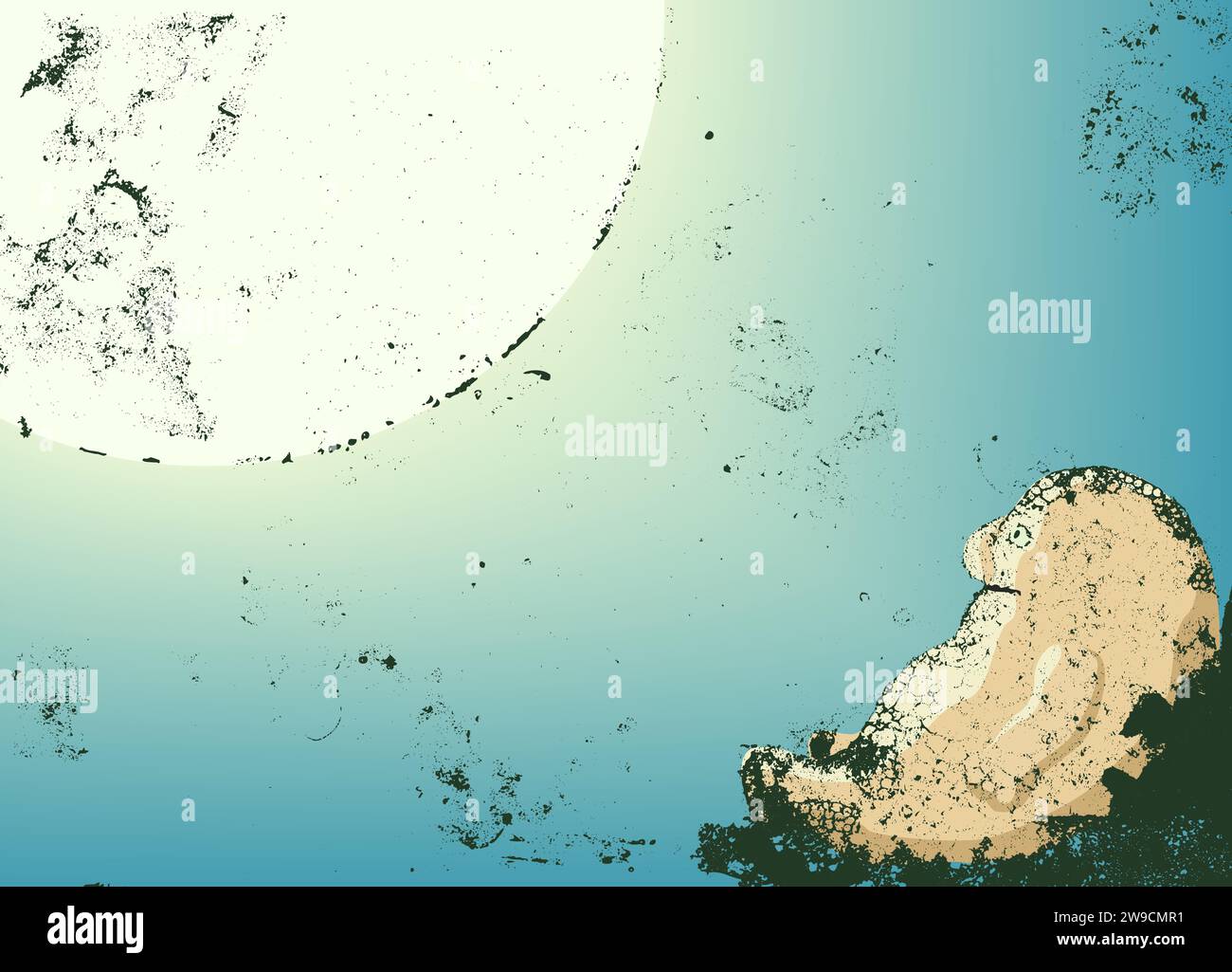 Abstract art vector background, grunge man and moon theme Stock Vector ...