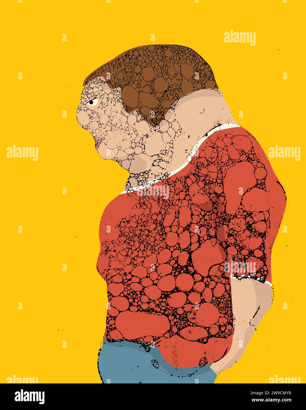 Fat guy graphic grunge abastract background, vector illustration Stock ...