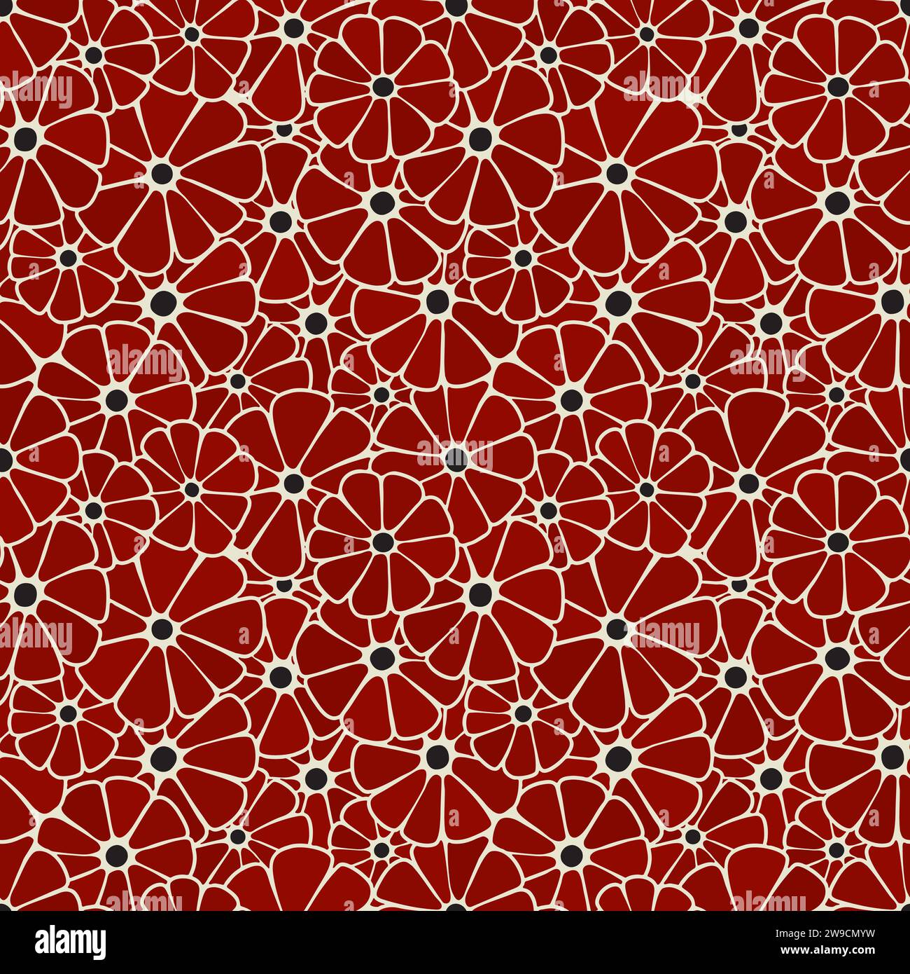 Red floral wallpaper pattern, vector illustration Stock Vector Image ...