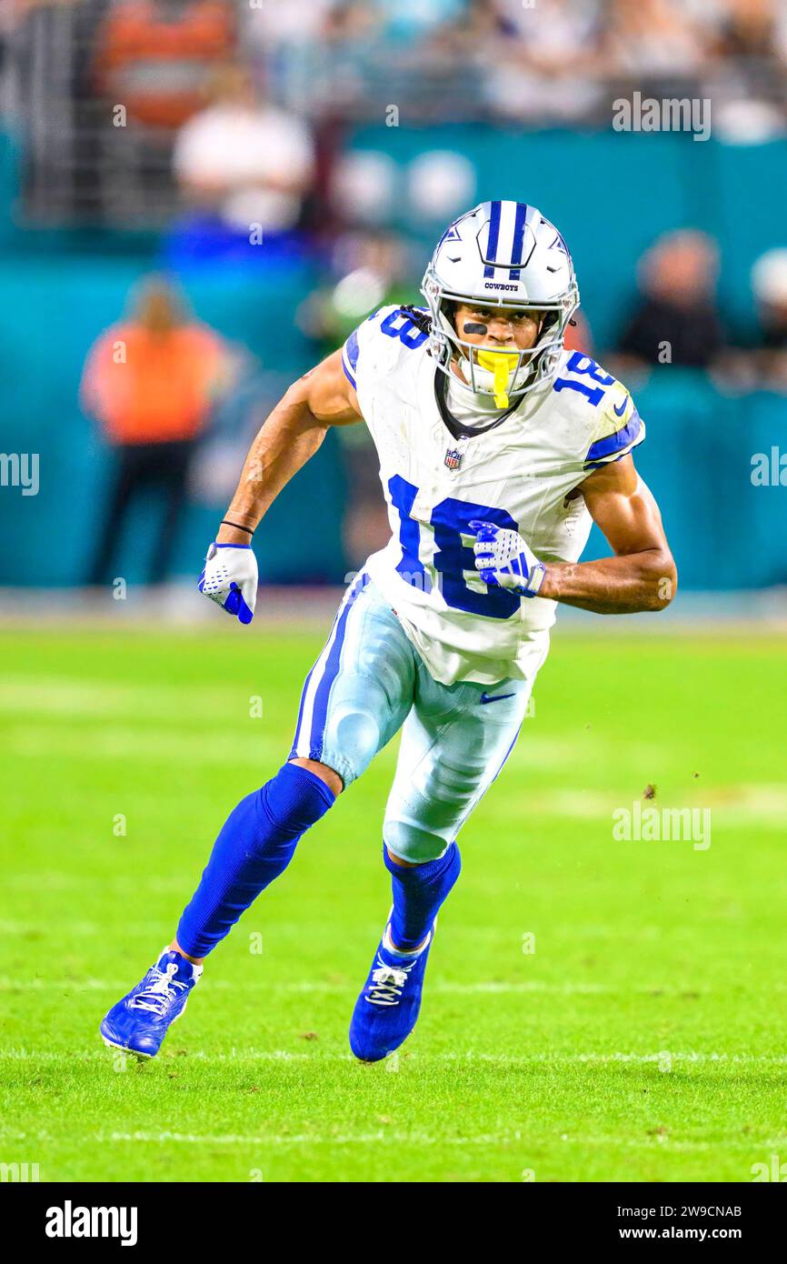 Dallas Cowboys wide receiver Jalen Tolbert (18) runs a play during an ...
