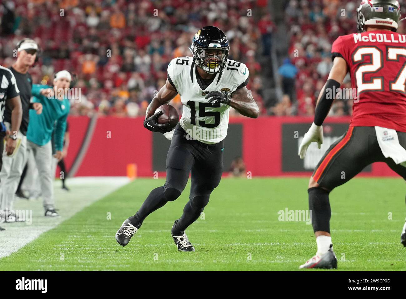 Jacksonville Jaguars wide receiver Tim Jones (15) runs after a catch ...