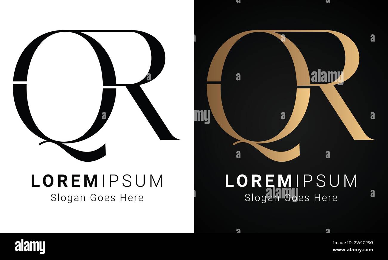 Luxury Initial QR or RQ Monogram Text Letter Logo Design Stock Vector ...