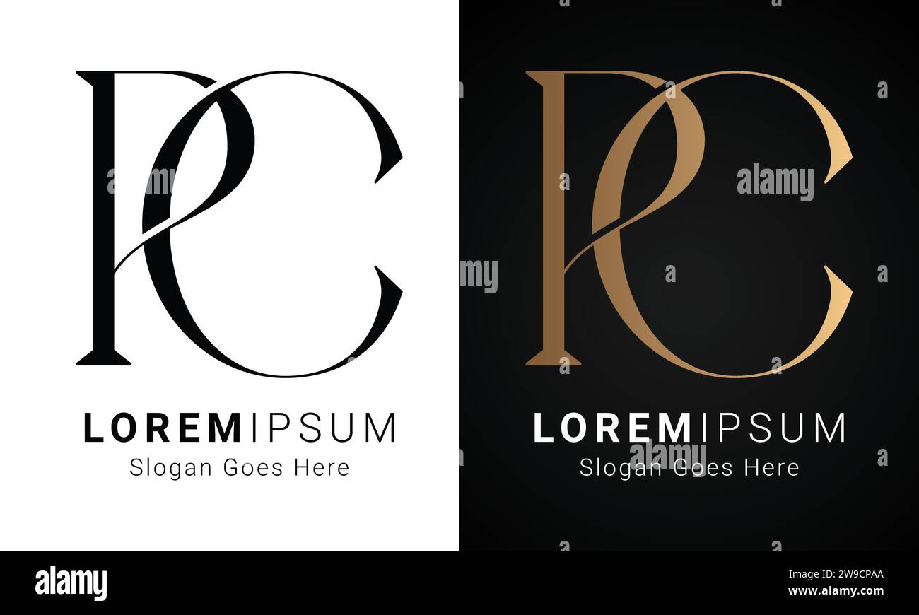 Luxury Initial CP or PC Monogram Text Letter Logo Design Stock Vector ...