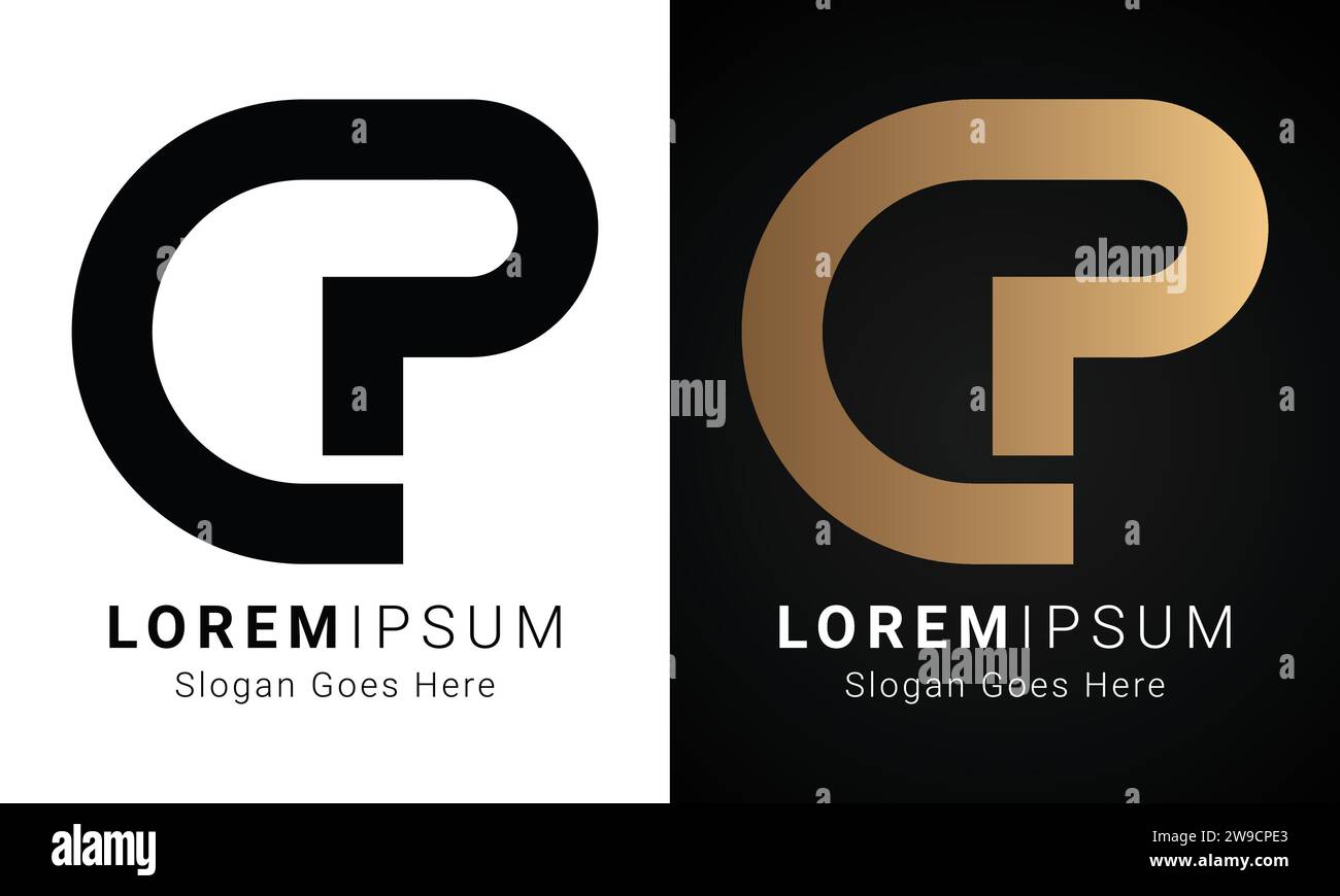 Luxury Initial CP or PC Monogram Text Letter Logo Design Stock Vector ...